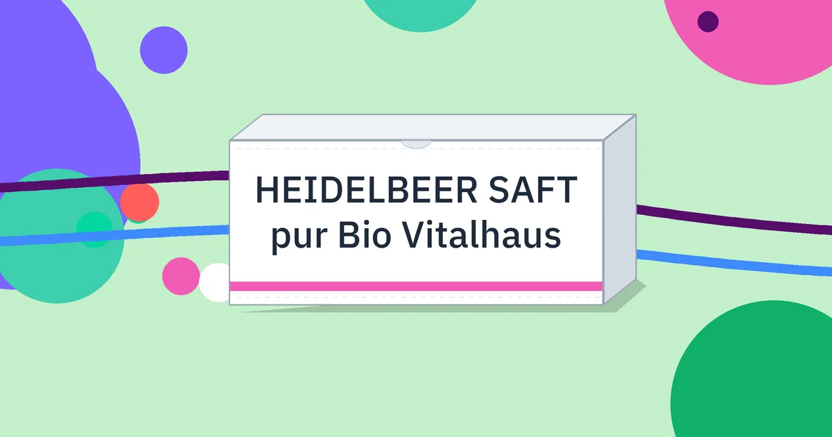 Symbolbild: Packung mit der Aufschrift HEIDELBEER SAFT pur Bio Vitalhaus (PZN 05125290) – Verfügbarkeit und Bezug in Apotheken in Frankfurt am Main