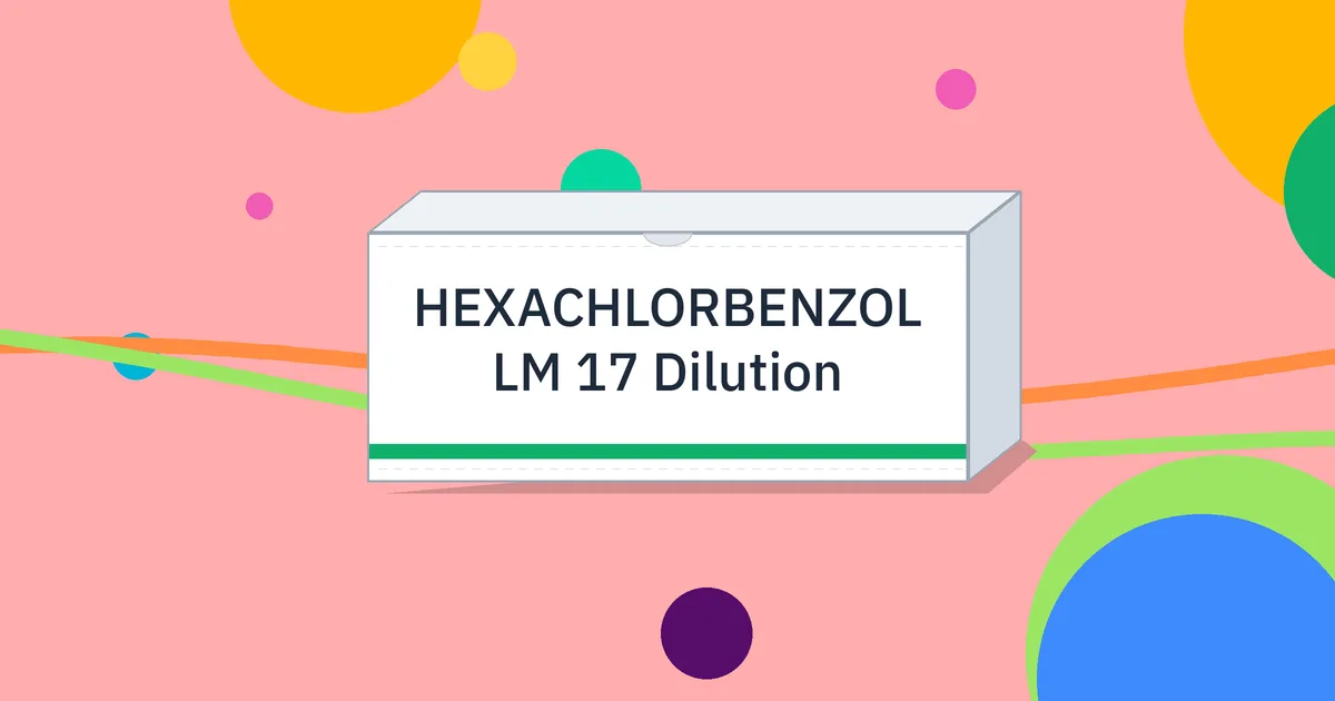 Symbolbild: Packung mit der Aufschrift HEXACHLORBENZOL LM 17 Dilution (PZN 12888858) – Verfügbarkeit und Bezug in Apotheken in Frankfurt am Main