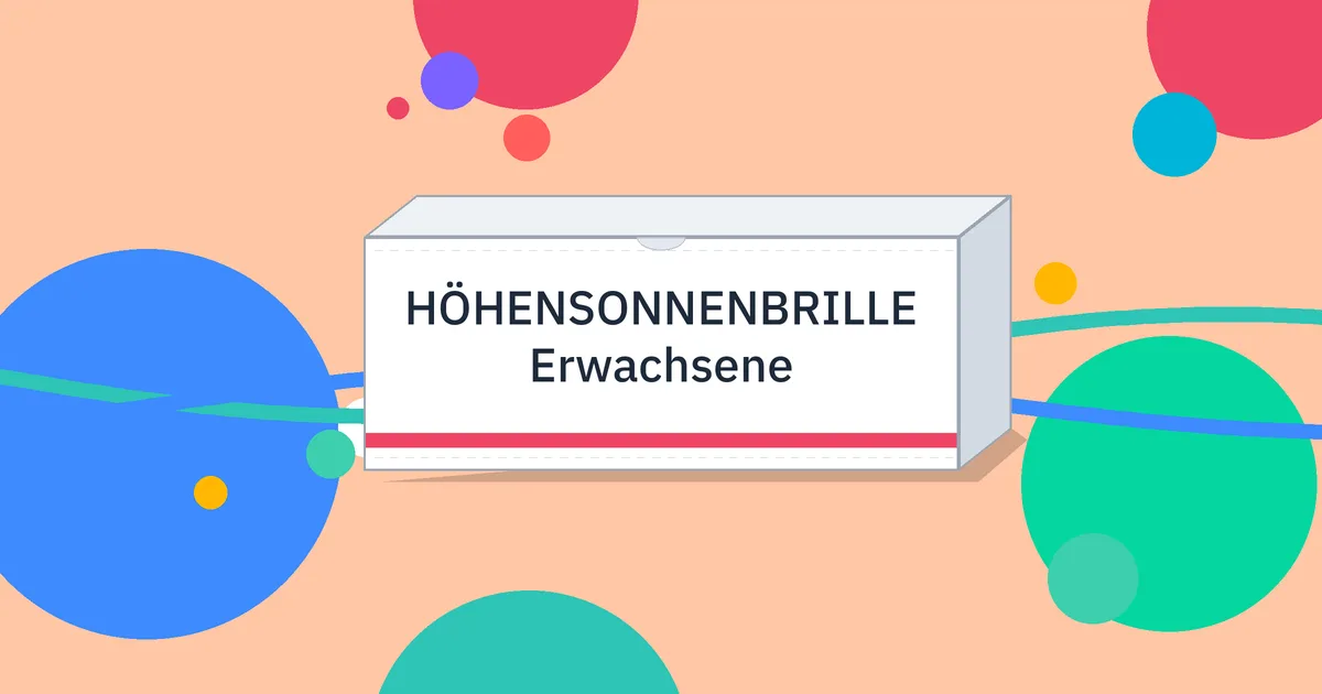 Symbolbild: Packung mit der Aufschrift HÖHENSONNENBRILLE Erwachsene (PZN 00061415) – Verfügbarkeit und Bezug in Apotheken in Frankfurt am Main