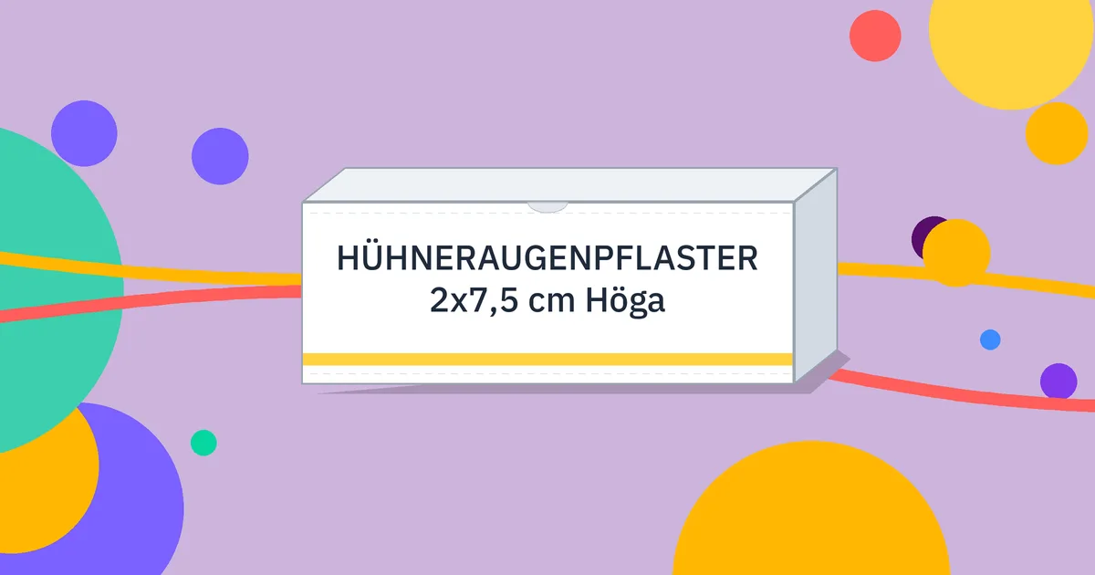 Symbolbild: Packung mit der Aufschrift HÜHNERAUGENPFLASTER 2x7,5 cm Höga (PZN 16806745) – Verfügbarkeit und Bezug in Apotheken in Frankfurt am Main