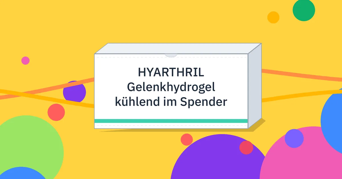 Symbolbild: Packung mit der Aufschrift HYARTHRIL Gelenkhydrogel kühlend im Spender (PZN 14407343) – Verfügbarkeit und Bezug in Apotheken in Frankfurt am Main