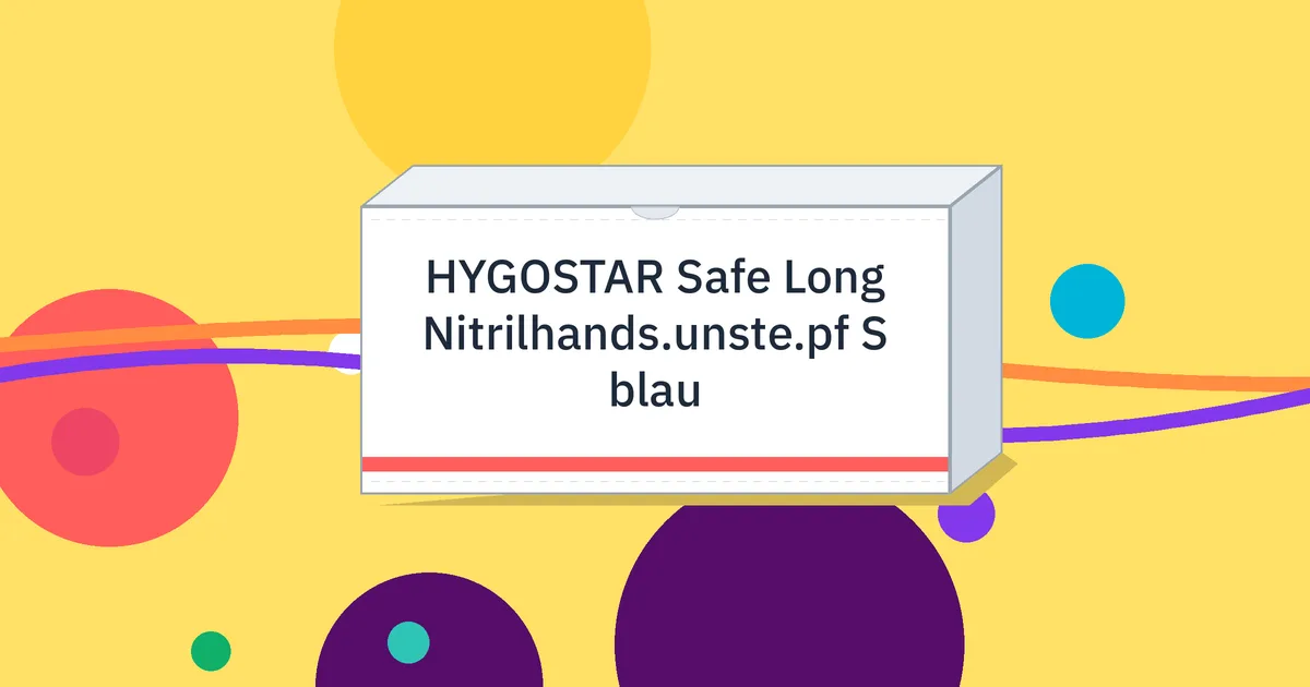 Symbolbild: Packung mit der Aufschrift HYGOSTAR Safe Long Nitrilhands.unste.pf S blau (PZN 20774086) – Verfügbarkeit und Bezug in Apotheken in Frankfurt am Main