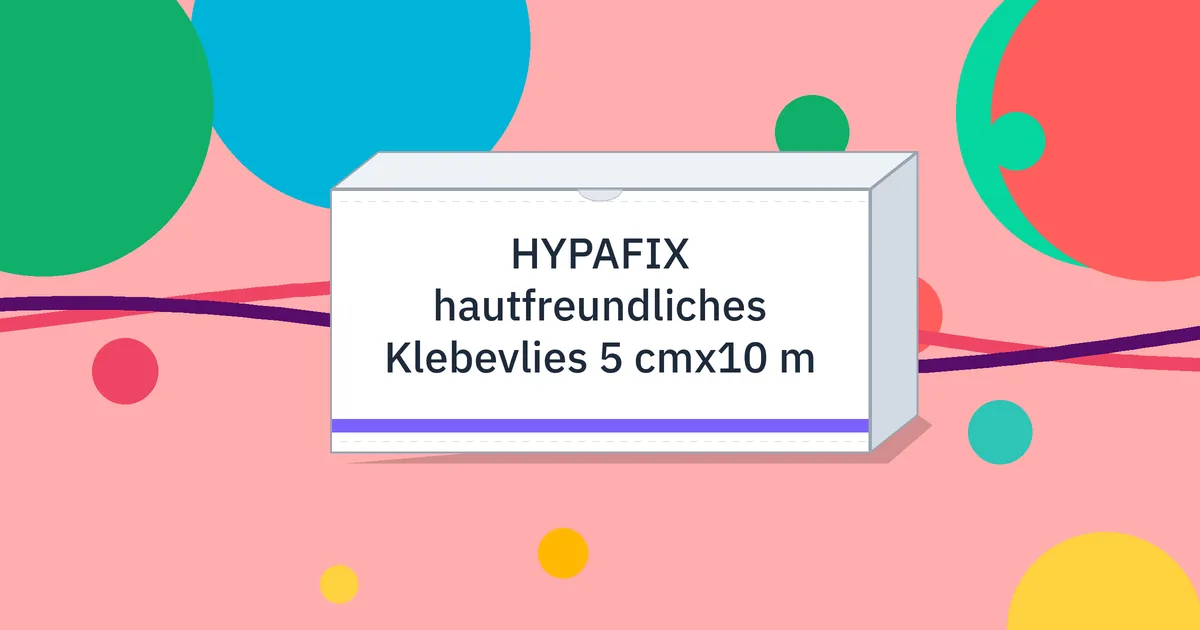 Symbolbild: Packung mit der Aufschrift HYPAFIX hautfreundliches Klebevlies 5 cmx10 m (PZN 18719364) – Verfügbarkeit und Bezug in Apotheken in Frankfurt am Main