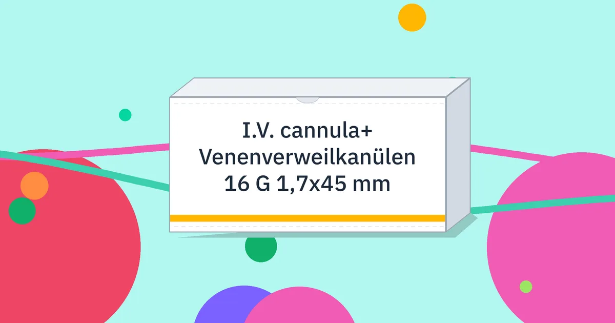 Symbolbild: Packung mit der Aufschrift I.V. cannula+ Venenverweilkanülen 16 G 1,7x45 mm (PZN 09103351) – Verfügbarkeit und Bezug in Apotheken in Frankfurt am Main