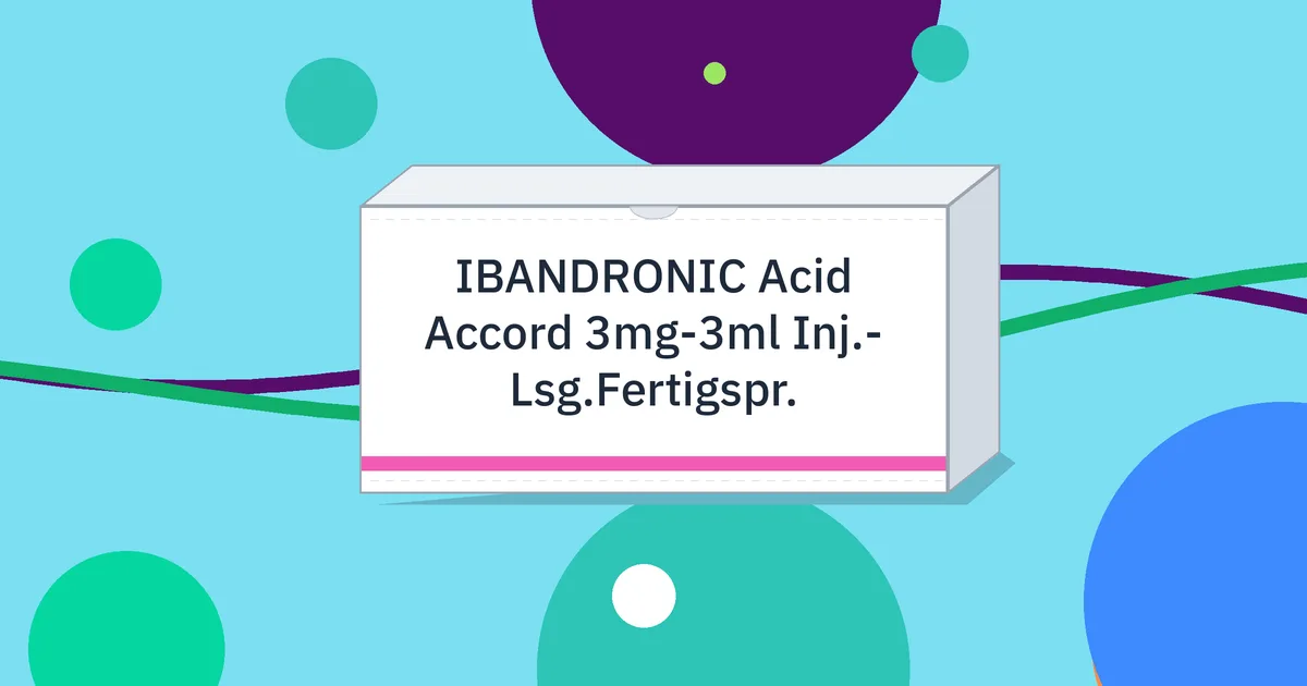Symbolbild: Packung mit der Aufschrift IBANDRONIC Acid Accord 3mg-3ml Inj.-Lsg.Fertigspr. (PZN 11162579) – Verfügbarkeit und Bezug in Apotheken in Frankfurt am Main