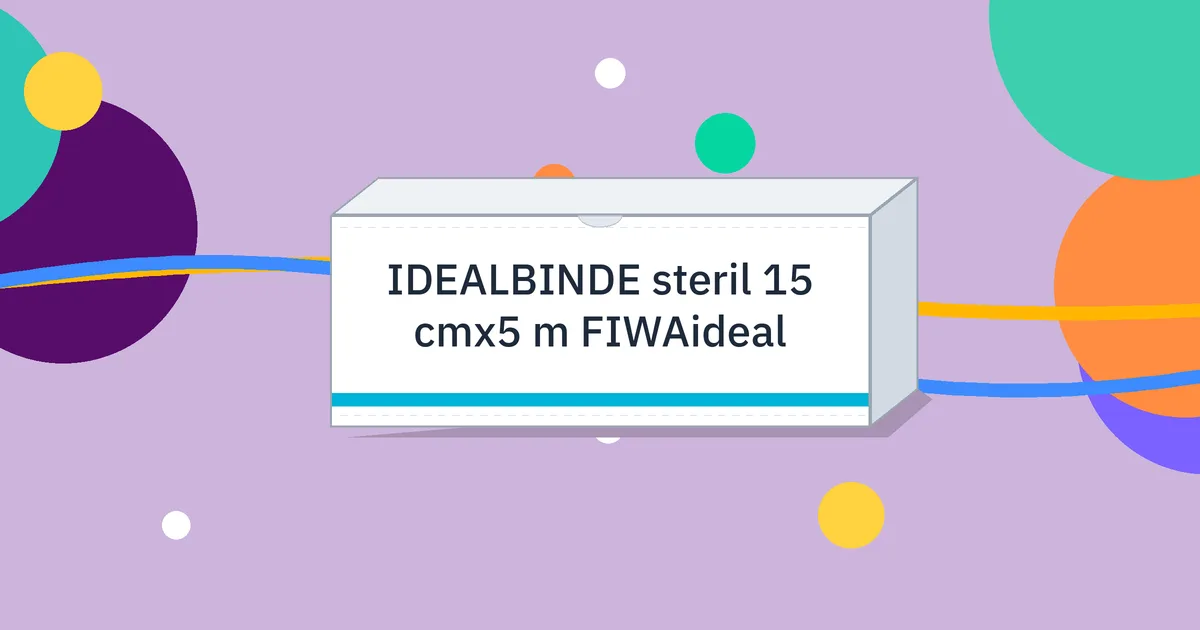 Symbolbild: Packung mit der Aufschrift IDEALBINDE steril 15 cmx5 m FIWAideal (PZN 11860177) – Verfügbarkeit und Bezug in Apotheken in Frankfurt am Main
