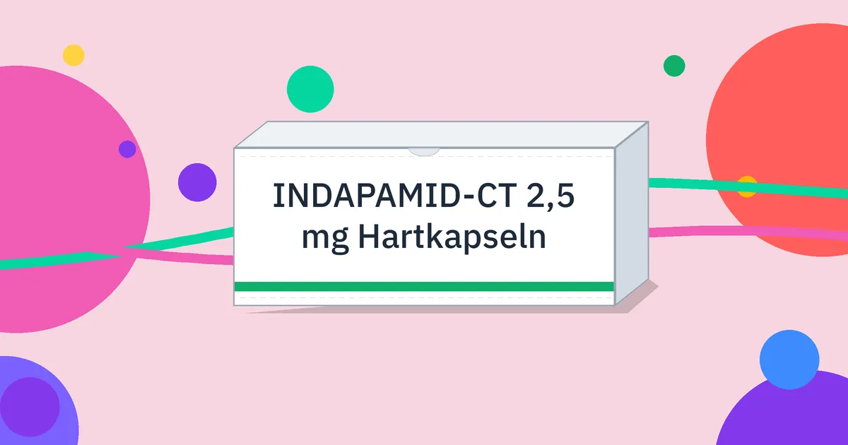 Symbolbild: Packung mit der Aufschrift INDAPAMID-CT 2,5 mg Hartkapseln (PZN 04490633) – Verfügbarkeit und Bezug in Apotheken in Frankfurt am Main
