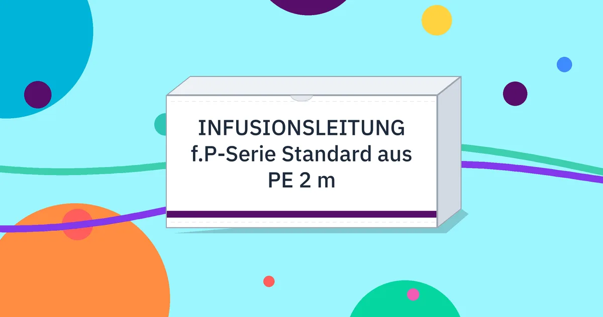 Symbolbild: Packung mit der Aufschrift INFUSIONSLEITUNG f.P-Serie Standard aus PE 2 m (PZN 00222769) – Verfügbarkeit und Bezug in Apotheken in Frankfurt am Main