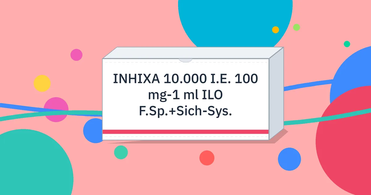 Symbolbild: Packung mit der Aufschrift INHIXA 10.000 I.E. 100 mg-1 ml ILO F.Sp.+Sich-Sys. (PZN 13415530) – Verfügbarkeit und Bezug in Apotheken in Frankfurt am Main