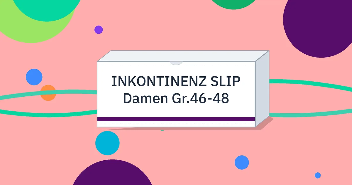 Symbolbild: Packung mit der Aufschrift INKONTINENZ SLIP Damen Gr.46-48 (PZN 04618056) – Verfügbarkeit und Bezug in Apotheken in Frankfurt am Main