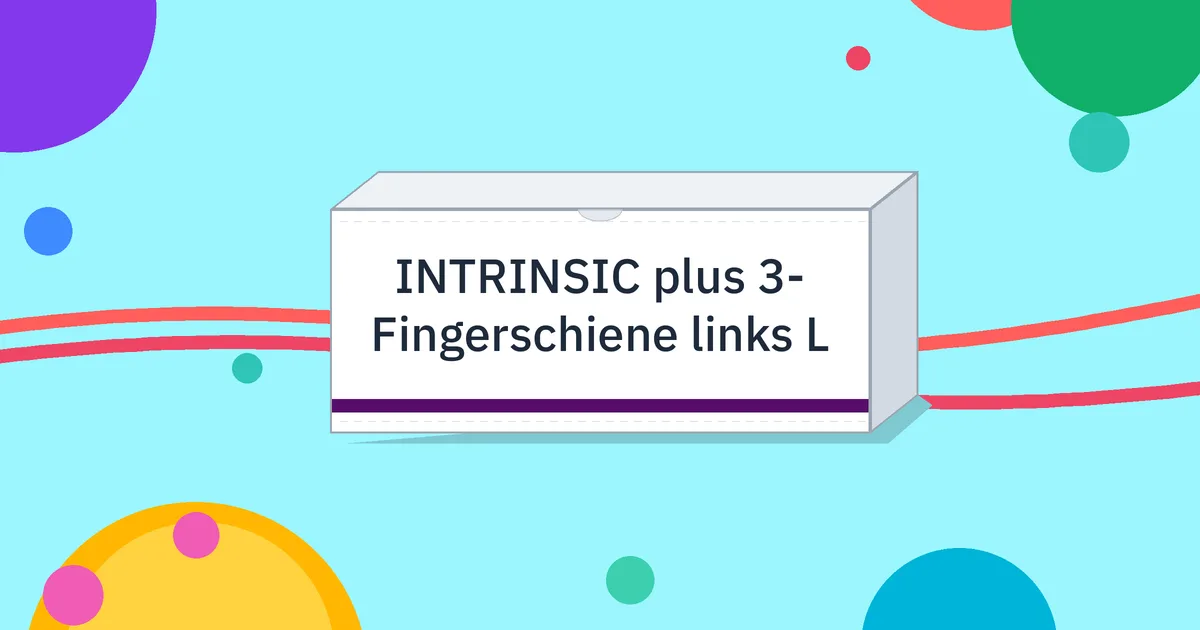 Symbolbild: Packung mit der Aufschrift INTRINSIC plus 3-Fingerschiene links L (PZN 16837958) – Verfügbarkeit und Bezug in Apotheken in Frankfurt am Main