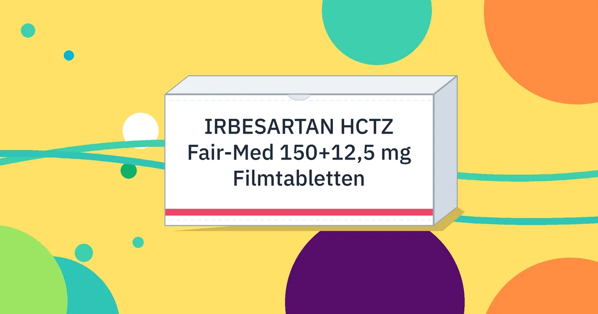 Symbolbild: Packung mit der Aufschrift IRBESARTAN HCTZ Fair-Med 150+12,5 mg Filmtabletten (PZN 14167672) – Verfügbarkeit und Bezug in Apotheken in Frankfurt am Main