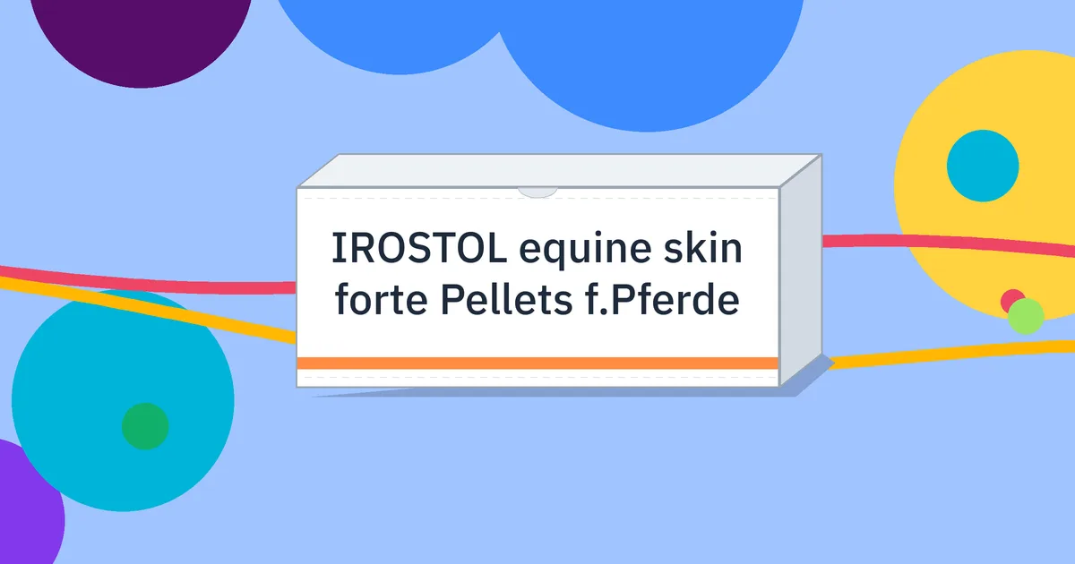 Symbolbild: Packung mit der Aufschrift IROSTOL equine skin forte Pellets f.Pferde (PZN 17835246) – Verfügbarkeit und Bezug in Apotheken in Frankfurt am Main