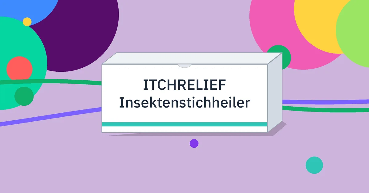 Symbolbild: Packung mit der Aufschrift ITCHRELIEF Insektenstichheiler (PZN 19661885) – Verfügbarkeit und Bezug in Apotheken in Frankfurt am Main