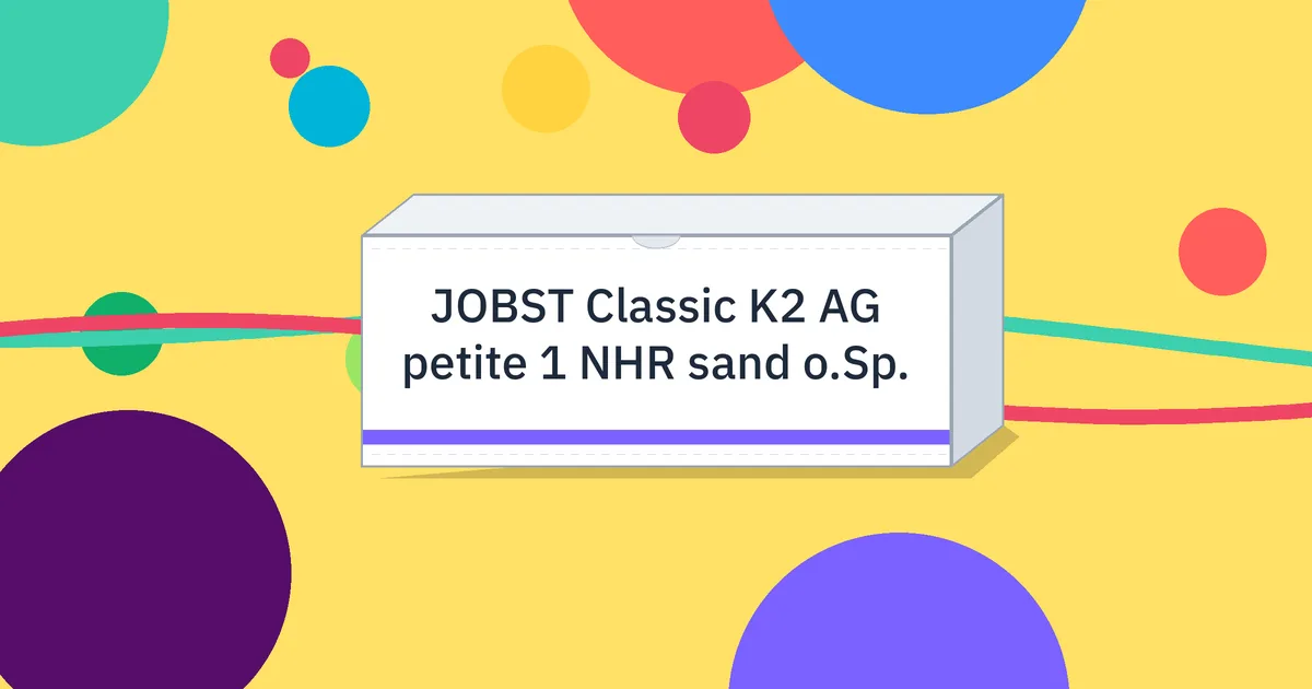Symbolbild: Packung mit der Aufschrift JOBST Classic K2 AG petite 1 NHR sand o.Sp. (PZN 11273758) – Verfügbarkeit und Bezug in Apotheken in Frankfurt am Main