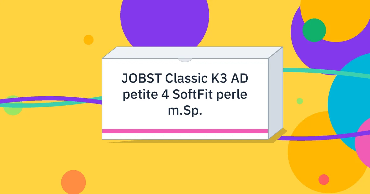 Symbolbild: Packung mit der Aufschrift JOBST Classic K3 AD petite 4 SoftFit perle m.Sp. (PZN 14223301) – Verfügbarkeit und Bezug in Apotheken in Frankfurt am Main