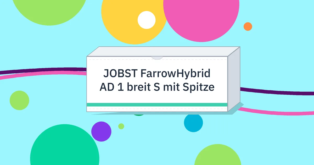 Symbolbild: Packung mit der Aufschrift JOBST FarrowHybrid AD 1 breit S mit Spitze (PZN 13869277) – Verfügbarkeit und Bezug in Apotheken in Frankfurt am Main