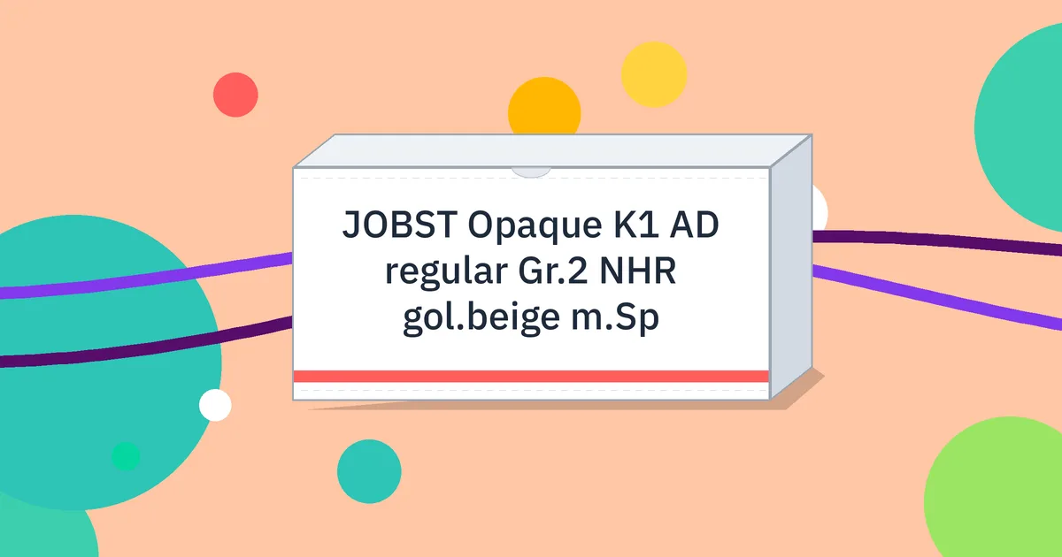 Symbolbild: Packung mit der Aufschrift JOBST Opaque K1 AD regular Gr.2 NHR gol.beige m.Sp (PZN 16262707) – Verfügbarkeit und Bezug in Apotheken in Frankfurt am Main