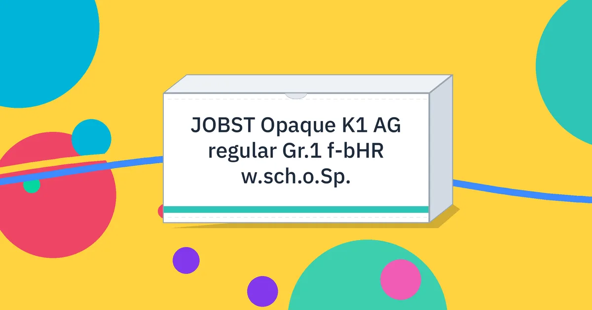 Symbolbild: Packung mit der Aufschrift JOBST Opaque K1 AG regular Gr.1 f-bHR w.sch.o.Sp. (PZN 13094853) – Verfügbarkeit und Bezug in Apotheken in Frankfurt am Main