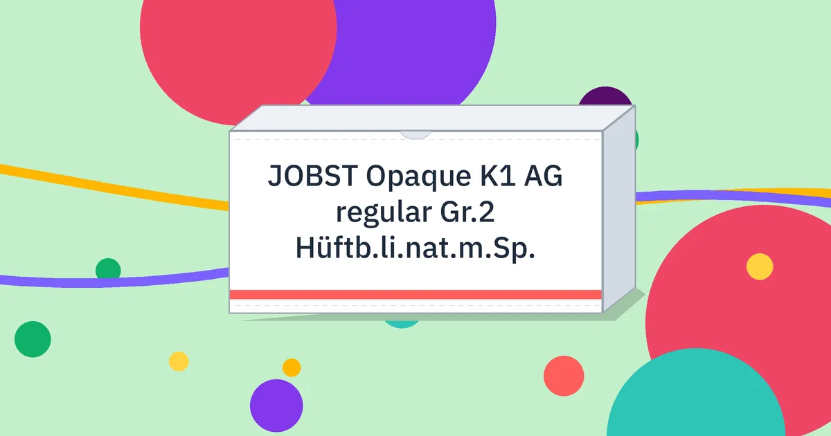 Symbolbild: Packung mit der Aufschrift JOBST Opaque K1 AG regular Gr.2 Hüftb.li.nat.m.Sp. (PZN 13099810) – Verfügbarkeit und Bezug in Apotheken in Frankfurt am Main