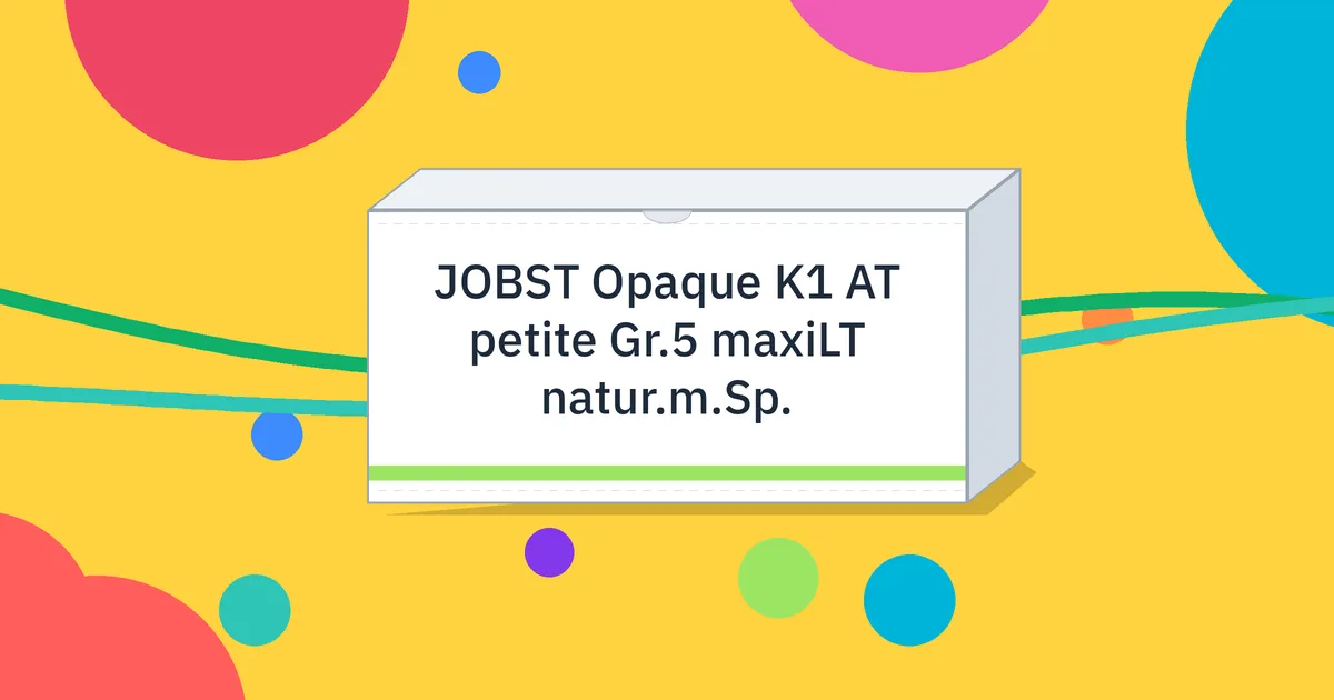 Symbolbild: Packung mit der Aufschrift JOBST Opaque K1 AT petite Gr.5 maxiLT natur.m.Sp. (PZN 13102848) – Verfügbarkeit und Bezug in Apotheken in Frankfurt am Main