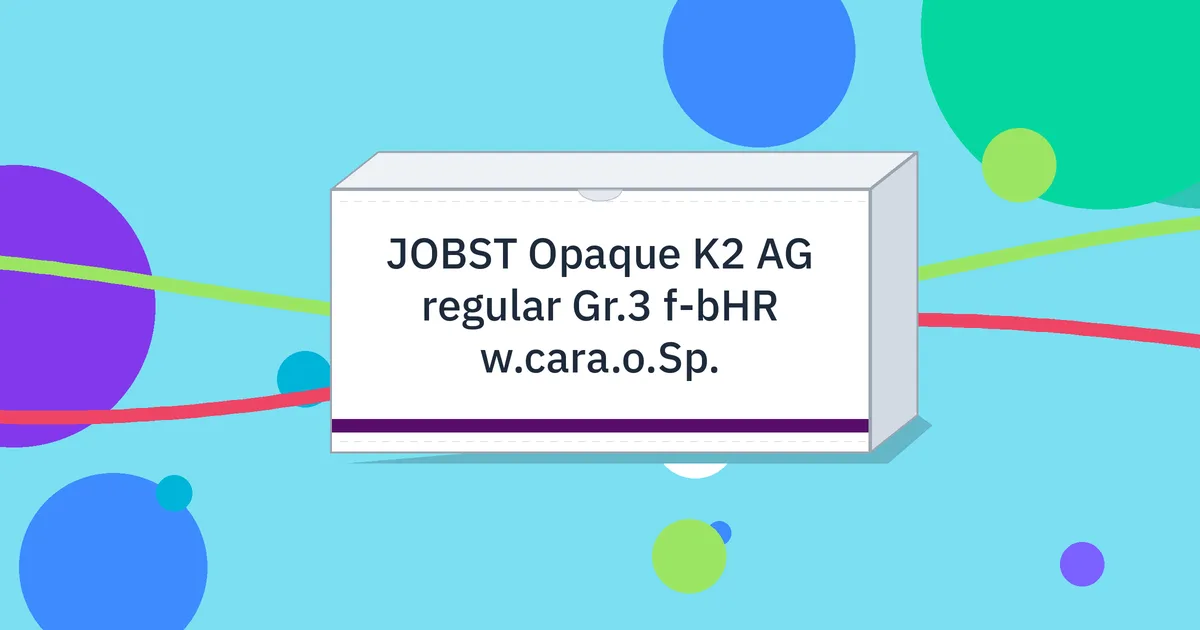 Symbolbild: Packung mit der Aufschrift JOBST Opaque K2 AG regular Gr.3 f-bHR w.cara.o.Sp. (PZN 11252905) – Verfügbarkeit und Bezug in Apotheken in Frankfurt am Main