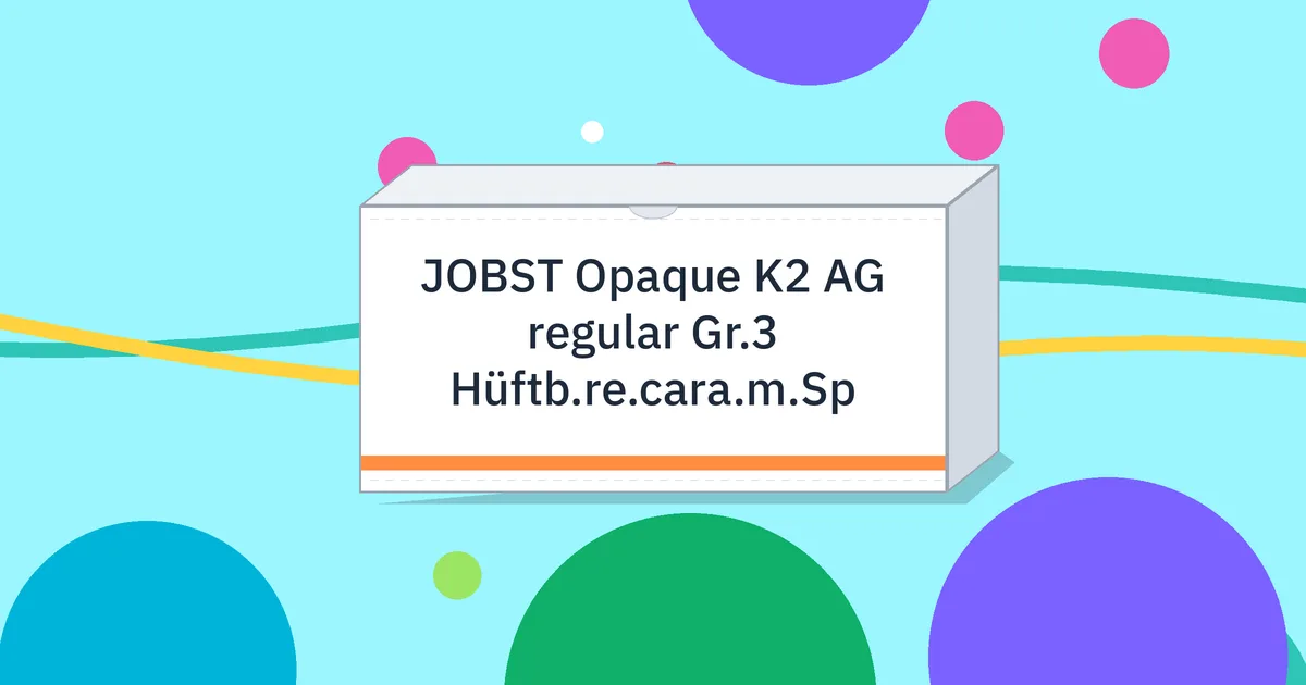 Symbolbild: Packung mit der Aufschrift JOBST Opaque K2 AG regular Gr.3 Hüftb.re.cara.m.Sp (PZN 13117181) – Verfügbarkeit und Bezug in Apotheken in Frankfurt am Main