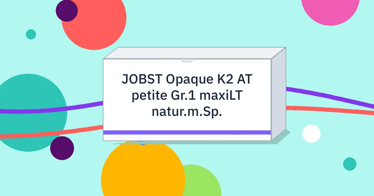 Symbolbild: Packung mit der Aufschrift JOBST Opaque K2 AT petite Gr.1 maxiLT natur.m.Sp. (PZN 13118743) – Verfügbarkeit und Bezug in Apotheken in Frankfurt am Main