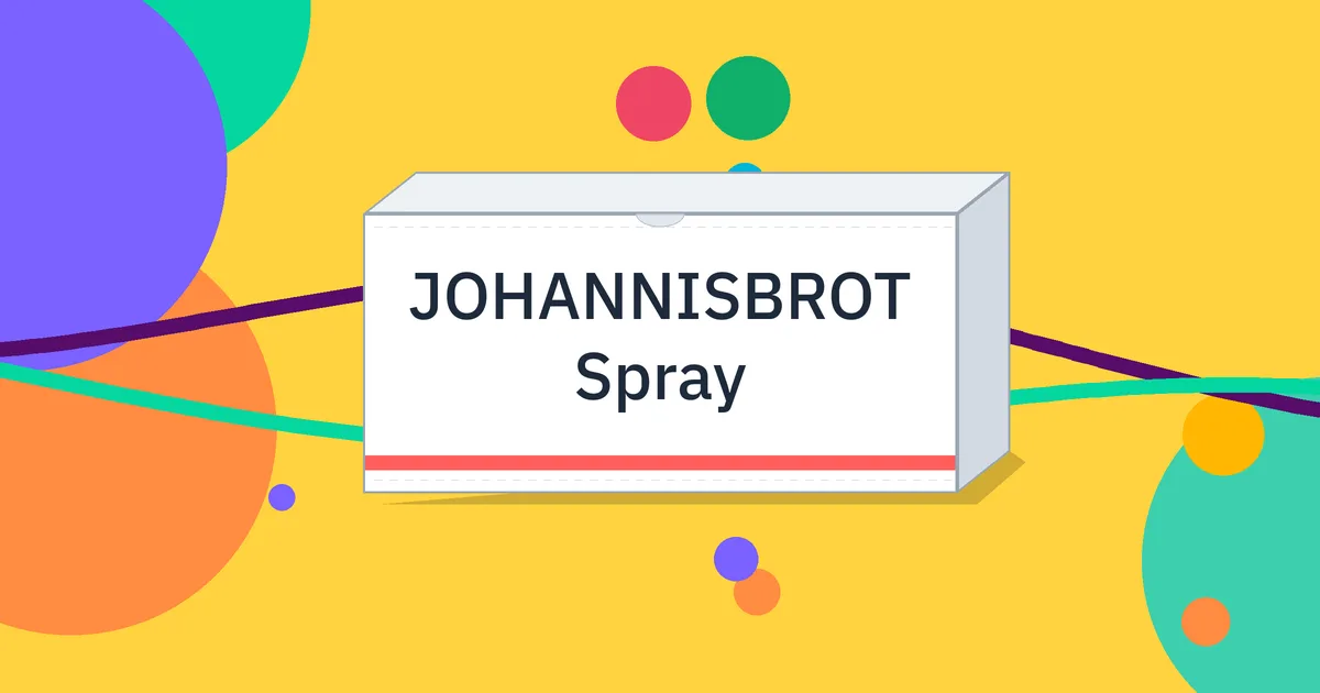 Symbolbild: Packung mit der Aufschrift JOHANNISBROT Spray (PZN 17555274) – Verfügbarkeit und Bezug in Apotheken in Frankfurt am Main