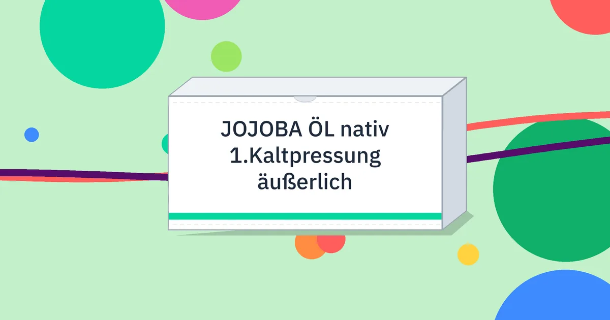 Symbolbild: Packung mit der Aufschrift JOJOBA ÖL nativ 1.Kaltpressung äußerlich (PZN 04142607) – Verfügbarkeit und Bezug in Apotheken in Frankfurt am Main
