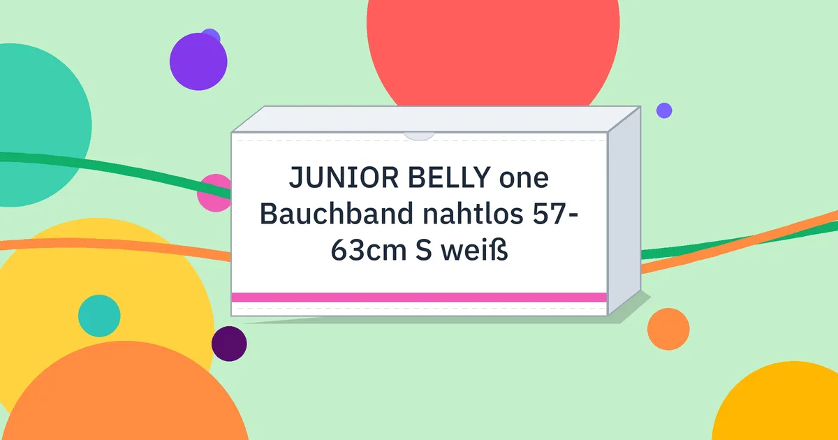Symbolbild: Packung mit der Aufschrift JUNIOR BELLY one Bauchband nahtlos 57-63cm S weiß (PZN 12421847) – Verfügbarkeit und Bezug in Apotheken in Frankfurt am Main