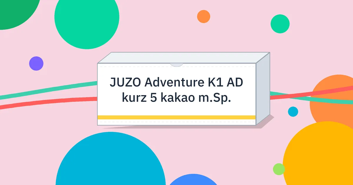 Symbolbild: Packung mit der Aufschrift JUZO Adventure K1 AD kurz 5 kakao m.Sp. (PZN 14972480) – Verfügbarkeit und Bezug in Apotheken in Frankfurt am Main