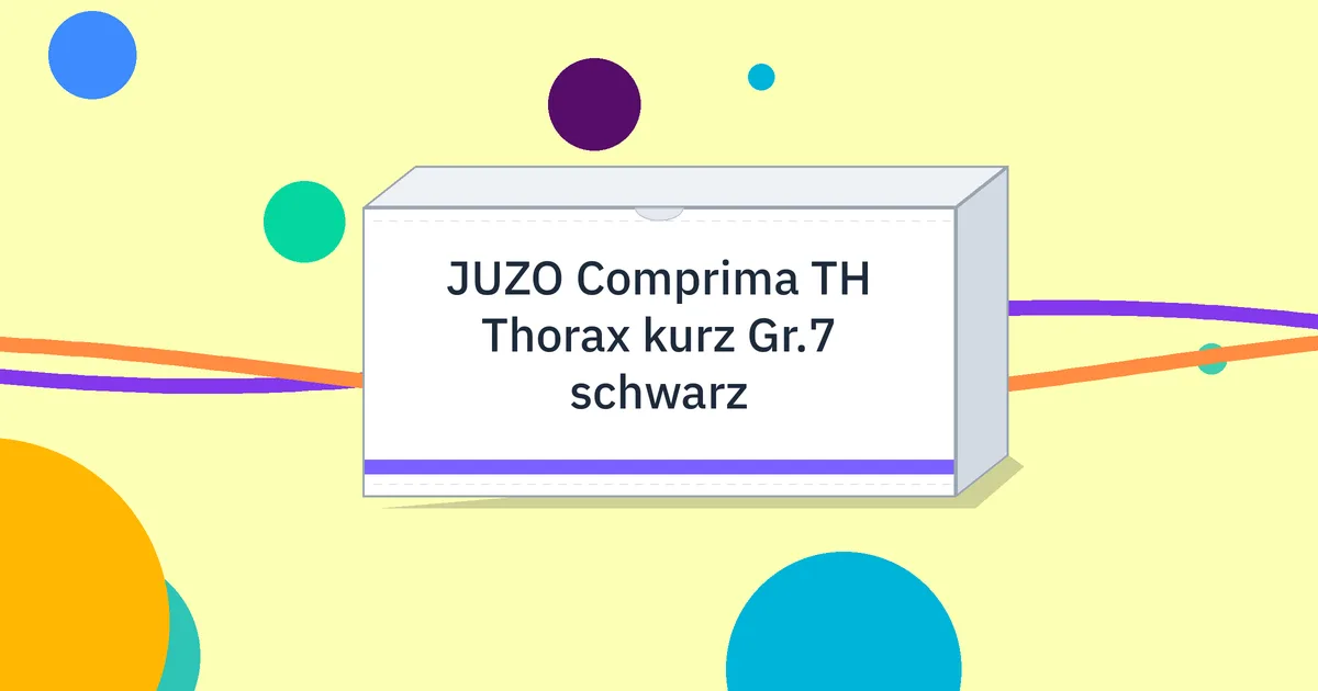Symbolbild: Packung mit der Aufschrift JUZO Comprima TH Thorax kurz Gr.7 schwarz (PZN 20782157) – Verfügbarkeit und Bezug in Apotheken in Frankfurt am Main