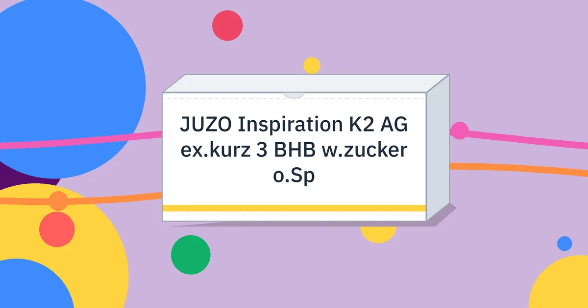 Symbolbild: Packung mit der Aufschrift JUZO Inspiration K2 AG ex.kurz 3 BHB w.zucker o.Sp (PZN 14851693) – Verfügbarkeit und Bezug in Apotheken in Frankfurt am Main