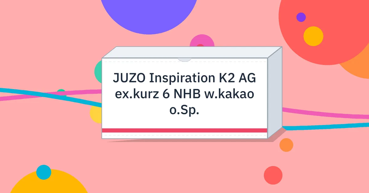 Symbolbild: Packung mit der Aufschrift JUZO Inspiration K2 AG ex.kurz 6 NHB w.kakao o.Sp. (PZN 14952112) – Verfügbarkeit und Bezug in Apotheken in Frankfurt am Main