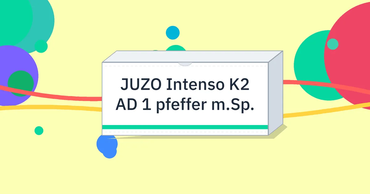 Symbolbild: Packung mit der Aufschrift JUZO Intenso K2 AD 1 pfeffer m.Sp. (PZN 18606068) – Verfügbarkeit und Bezug in Apotheken in Frankfurt am Main