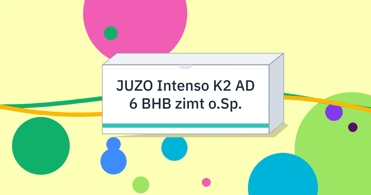 Symbolbild: Packung mit der Aufschrift JUZO Intenso K2 AD 6 BHB zimt o.Sp. (PZN 18623799) – Verfügbarkeit und Bezug in Apotheken in Frankfurt am Main