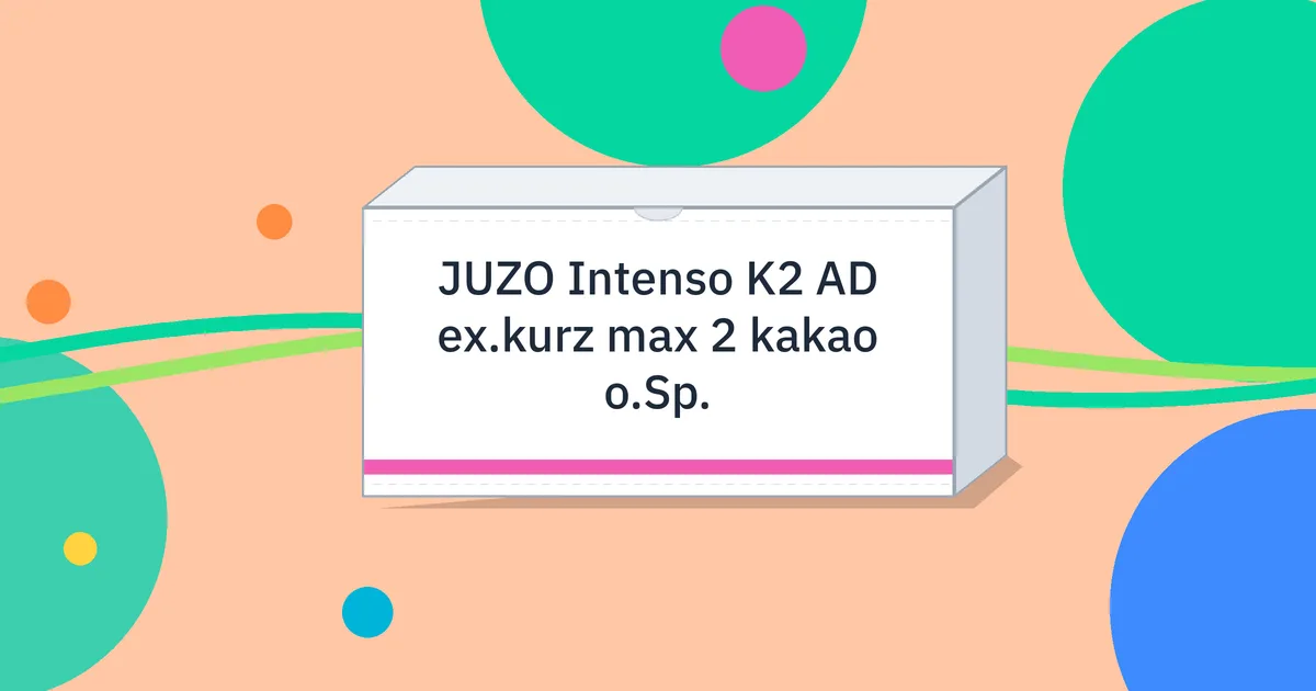 Symbolbild: Packung mit der Aufschrift JUZO Intenso K2 AD ex.kurz max 2 kakao o.Sp. (PZN 18617729) – Verfügbarkeit und Bezug in Apotheken in Frankfurt am Main