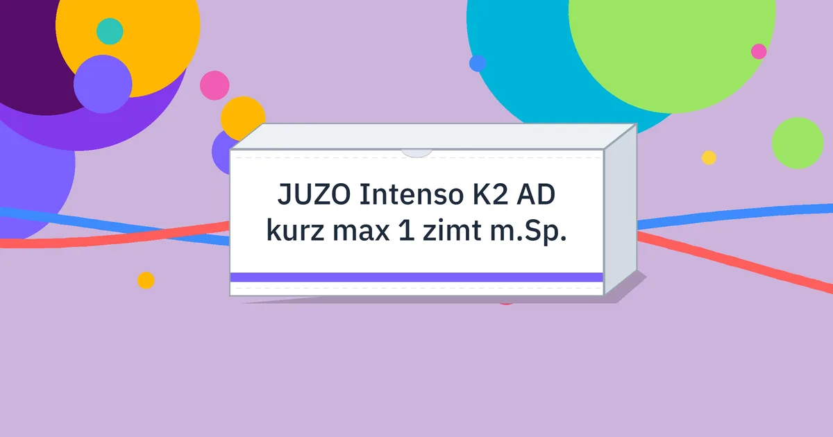 Symbolbild: Packung mit der Aufschrift JUZO Intenso K2 AD kurz max 1 zimt m.Sp. (PZN 18608529) – Verfügbarkeit und Bezug in Apotheken in Frankfurt am Main