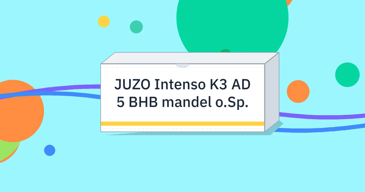 Symbolbild: Packung mit der Aufschrift JUZO Intenso K3 AD 5 BHB mandel o.Sp. (PZN 18645140) – Verfügbarkeit und Bezug in Apotheken in Frankfurt am Main