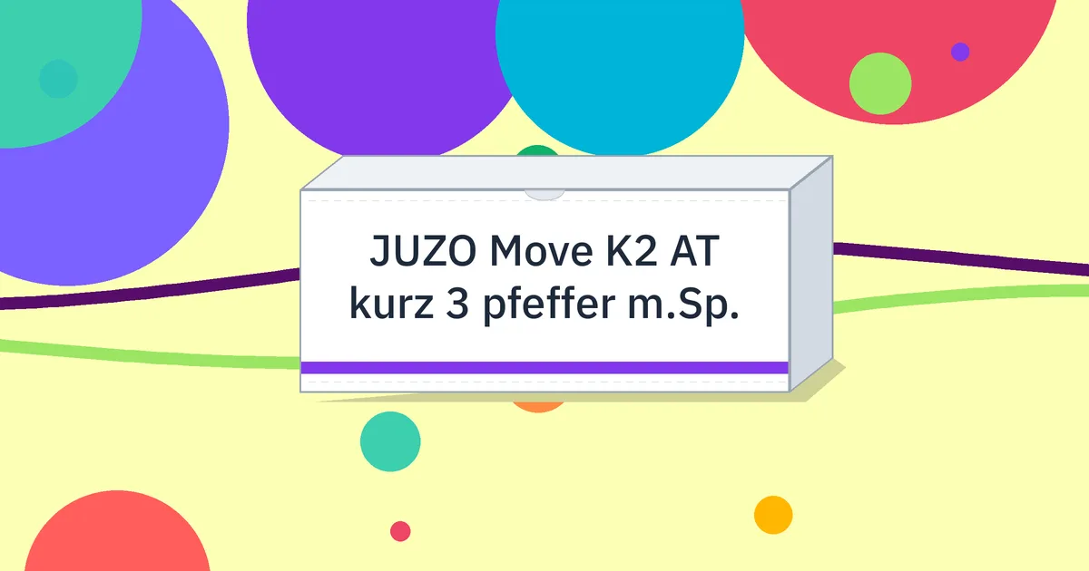 Symbolbild: Packung mit der Aufschrift JUZO Move K2 AT kurz 3 pfeffer m.Sp. (PZN 20673675) – Verfügbarkeit und Bezug in Apotheken in Frankfurt am Main