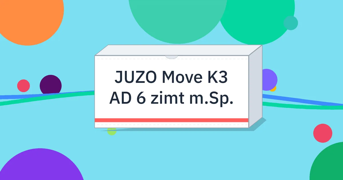 Symbolbild: Packung mit der Aufschrift JUZO Move K3 AD 6 zimt m.Sp. (PZN 18566630) – Verfügbarkeit und Bezug in Apotheken in Frankfurt am Main