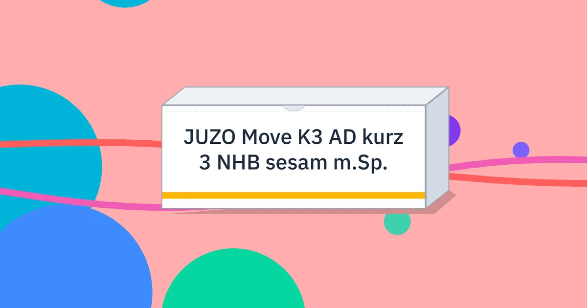 Symbolbild: Packung mit der Aufschrift JUZO Move K3 AD kurz 3 NHB sesam m.Sp. (PZN 18568221) – Verfügbarkeit und Bezug in Apotheken in Frankfurt am Main