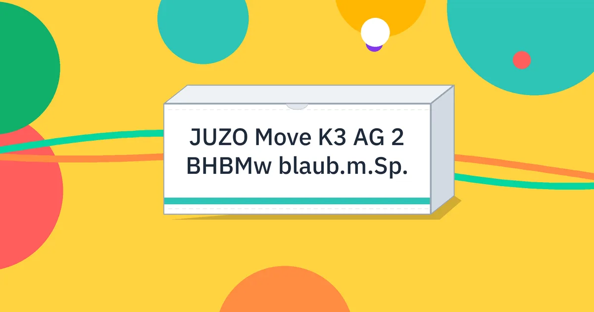 Symbolbild: Packung mit der Aufschrift JUZO Move K3 AG 2 BHBMw blaub.m.Sp. (PZN 18588092) – Verfügbarkeit und Bezug in Apotheken in Frankfurt am Main