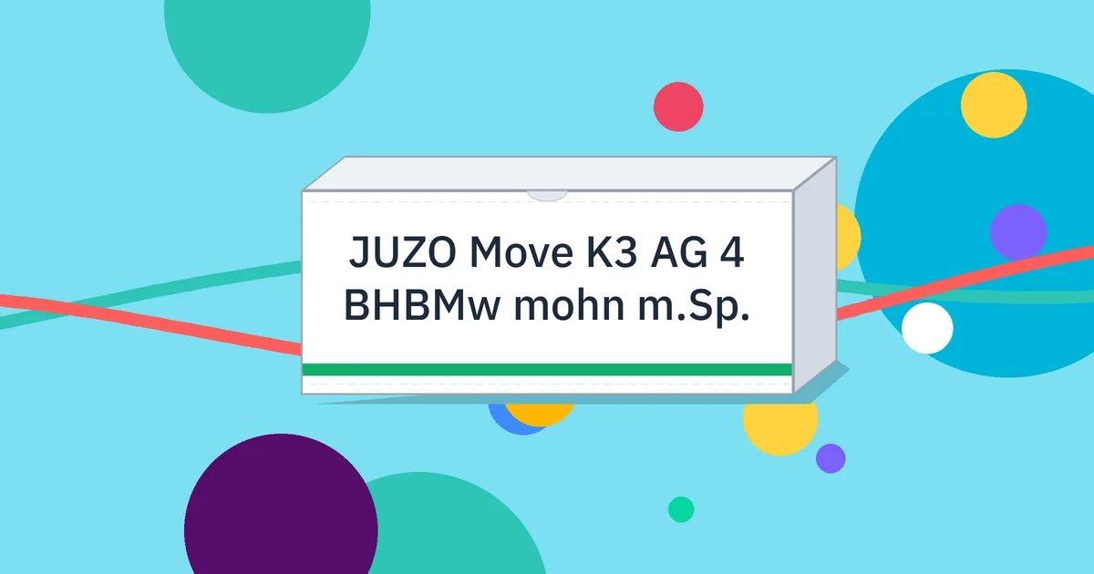 Symbolbild: Packung mit der Aufschrift JUZO Move K3 AG 4 BHBMw mohn m.Sp. (PZN 18588181) – Verfügbarkeit und Bezug in Apotheken in Frankfurt am Main