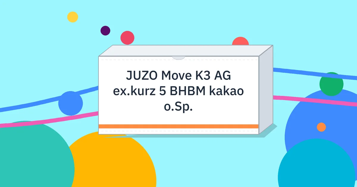 Symbolbild: Packung mit der Aufschrift JUZO Move K3 AG ex.kurz 5 BHBM kakao o.Sp. (PZN 18597978) – Verfügbarkeit und Bezug in Apotheken in Frankfurt am Main