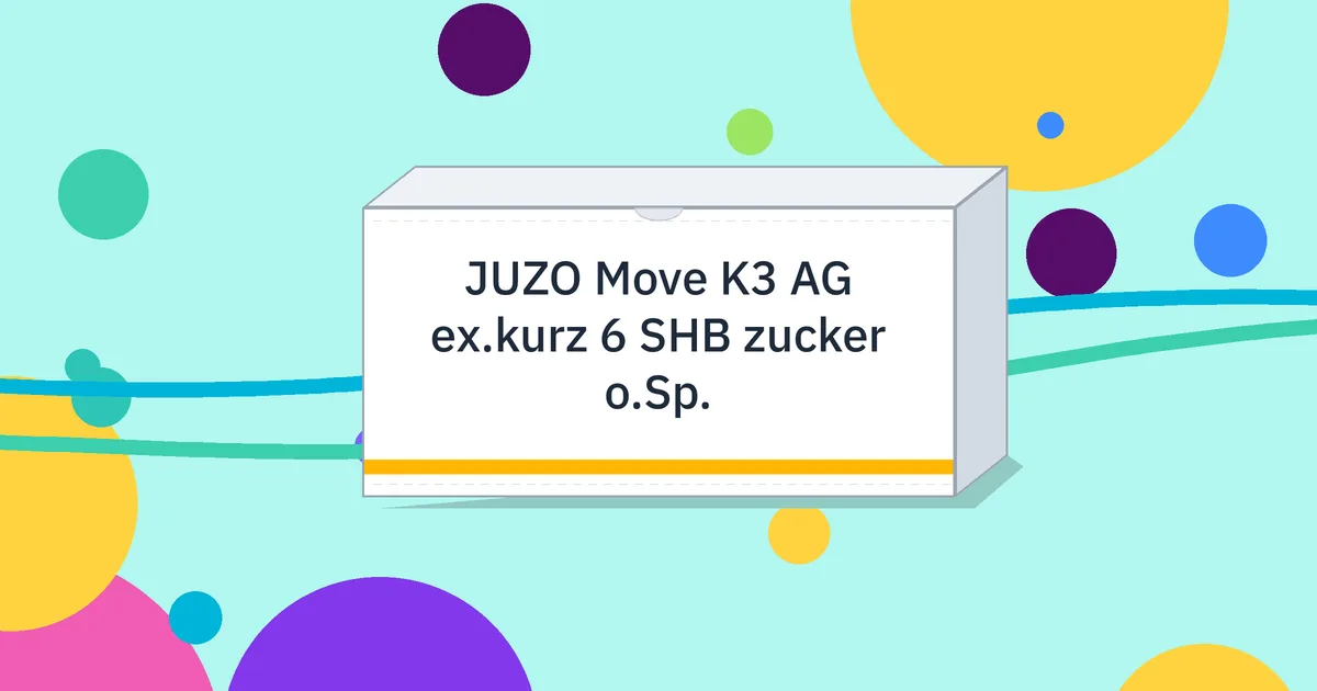 Symbolbild: Packung mit der Aufschrift JUZO Move K3 AG ex.kurz 6 SHB zucker o.Sp. (PZN 18585277) – Verfügbarkeit und Bezug in Apotheken in Frankfurt am Main