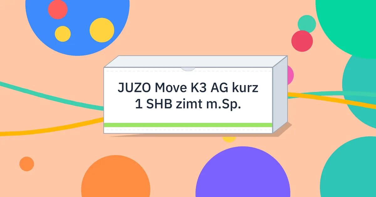 Symbolbild: Packung mit der Aufschrift JUZO Move K3 AG kurz 1 SHB zimt m.Sp. (PZN 18579319) – Verfügbarkeit und Bezug in Apotheken in Frankfurt am Main