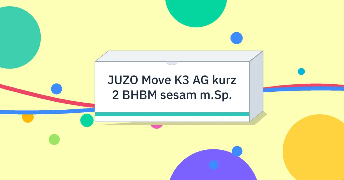 Symbolbild: Packung mit der Aufschrift JUZO Move K3 AG kurz 2 BHBM sesam m.Sp. (PZN 18580073) – Verfügbarkeit und Bezug in Apotheken in Frankfurt am Main