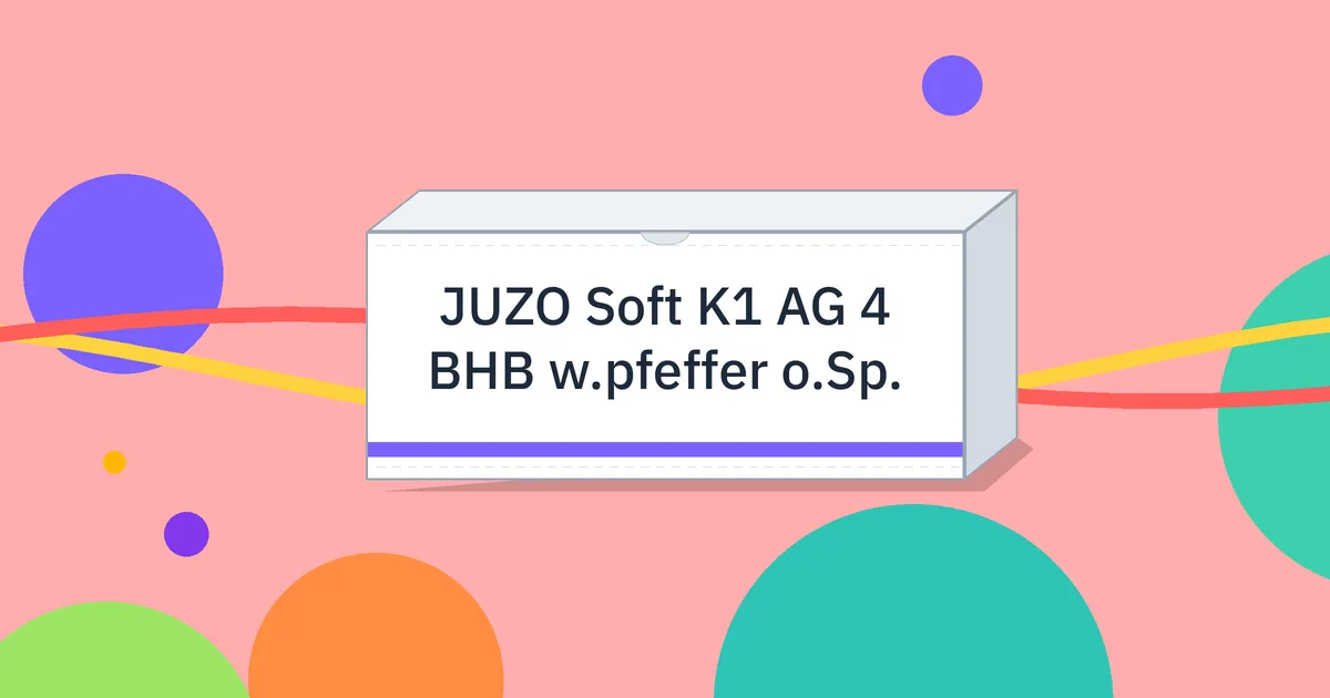 Symbolbild: Packung mit der Aufschrift JUZO Soft K1 AG 4 BHB w.pfeffer o.Sp. (PZN 14837285) – Verfügbarkeit und Bezug in Apotheken in Frankfurt am Main